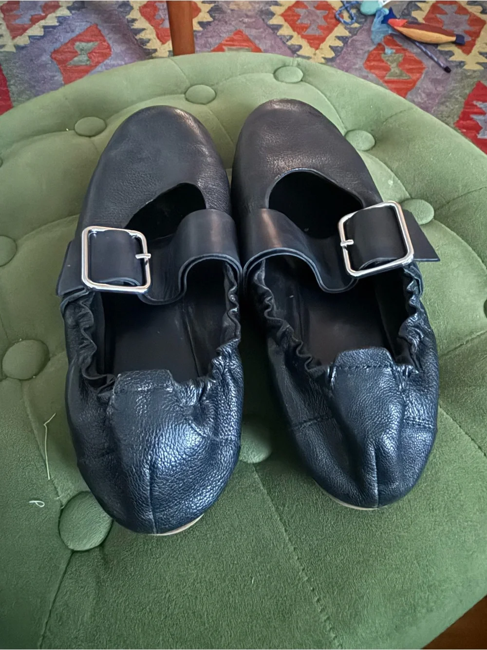 Vagabond | Shoes | Vagabond Black Leather Buckle Scrunch Ballerina ...